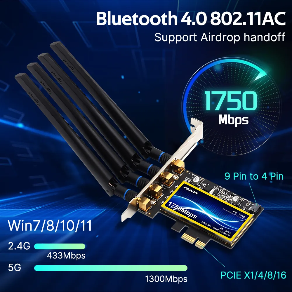 High-Speed WiFi Bluetooth Adapter for Desktop - 1750Mbps, Dual Band, 802.11ac - Shop Now! from ...