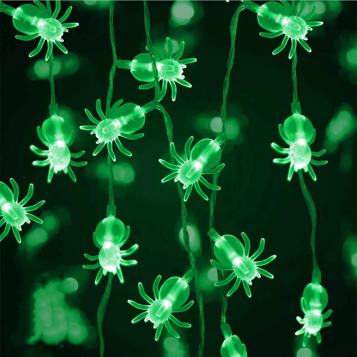 Spooky Spider Lights: 20 LED Halloween String Lights, Battery Powered ...