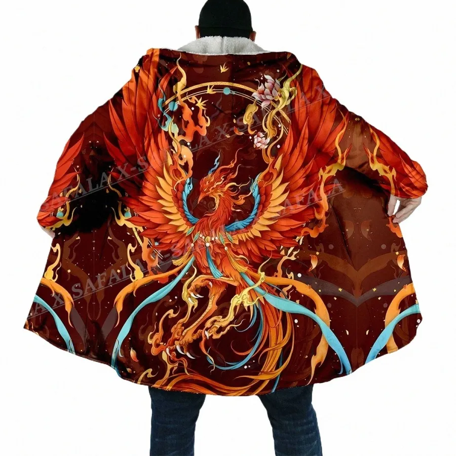 DHgate.com:Mythical Phoenix Myth Fire Print Hooded Fleece Cape Cloak ...