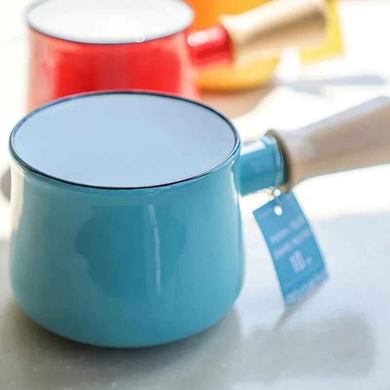 Premium Enamel Small Pot - 9cm Mini Milk Pan with Short Handle ...