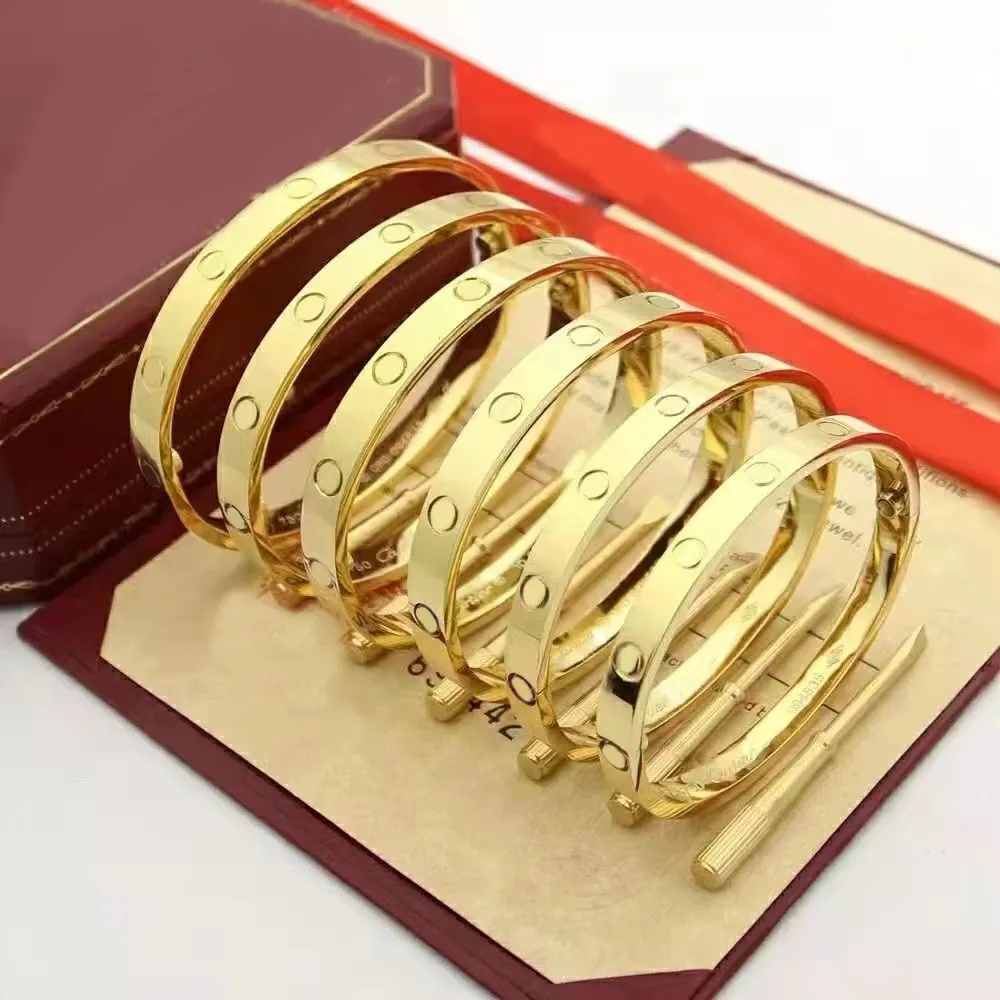 Designer Gold Cuff Bracelet for Women Men Titanium Screw Bangle 4CZ Screwdriver Bracelet Light Luxury Designer Jewelry Gift