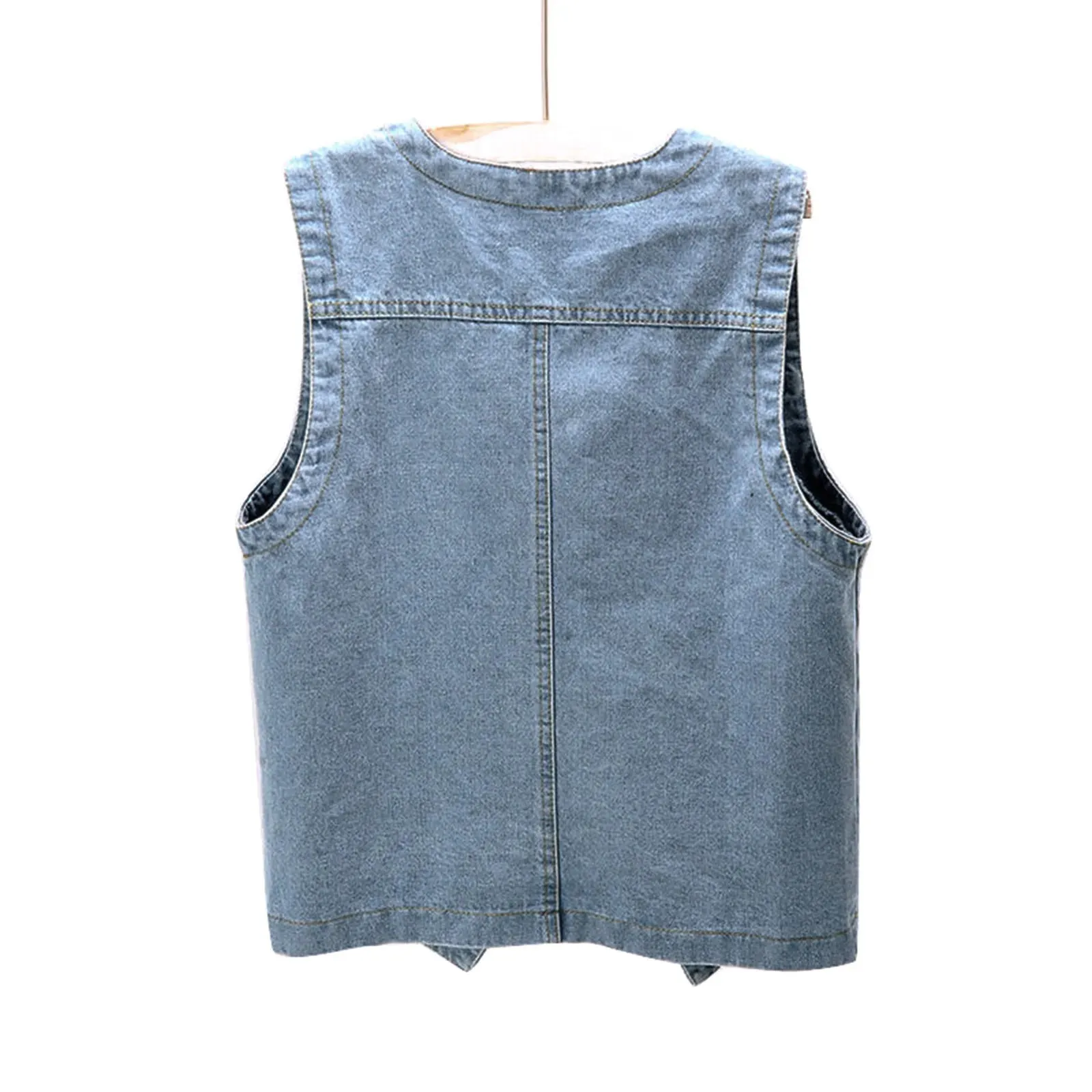 Plus Size Denim Jacket Vest - Women's Sleeveless Jean Waistcoat ...
