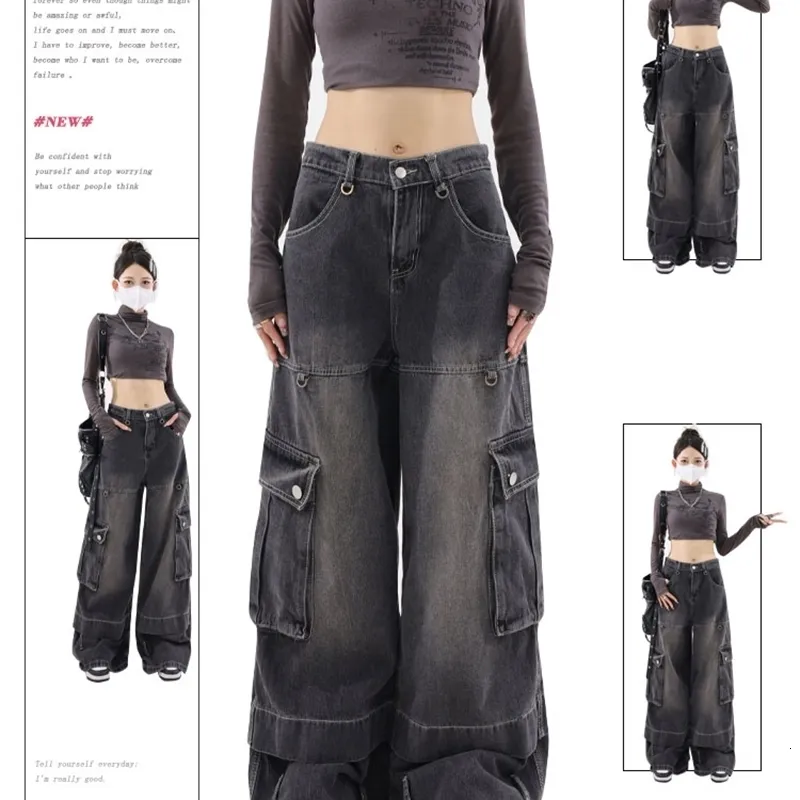 Womens Black Gothic Cargo Jeans Baggy Oversize... From Kong04, $29.46 ...
