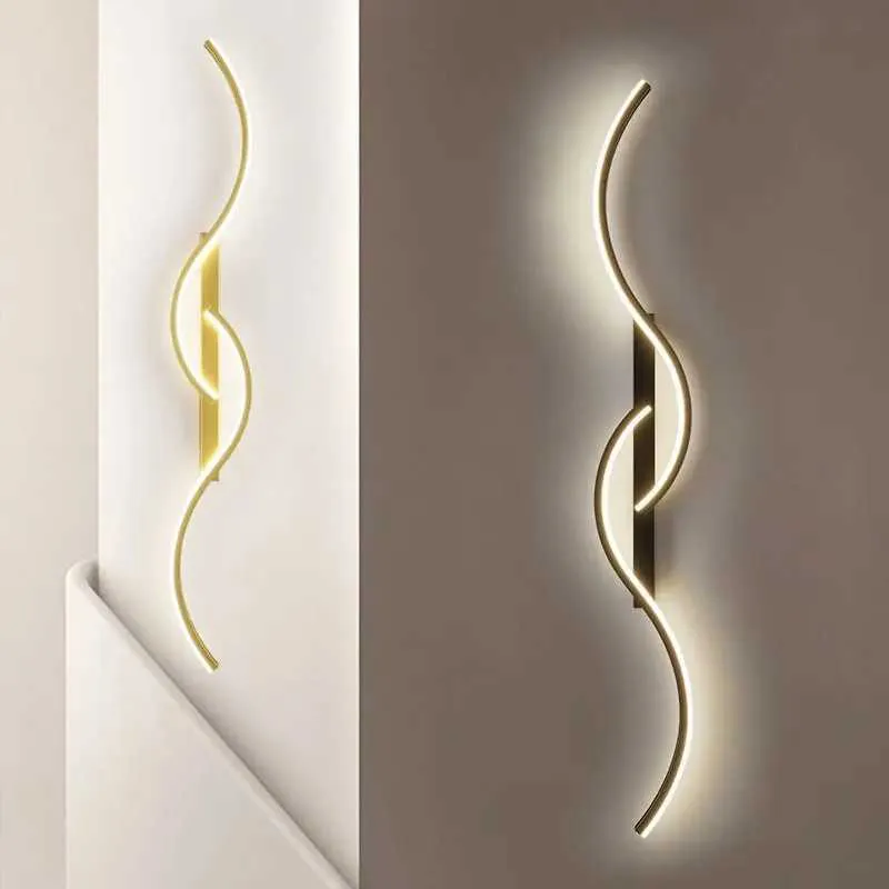 LED Indoor Wall Lamps: Black Gold Wall Lamp For TV Background, Bedroom ...