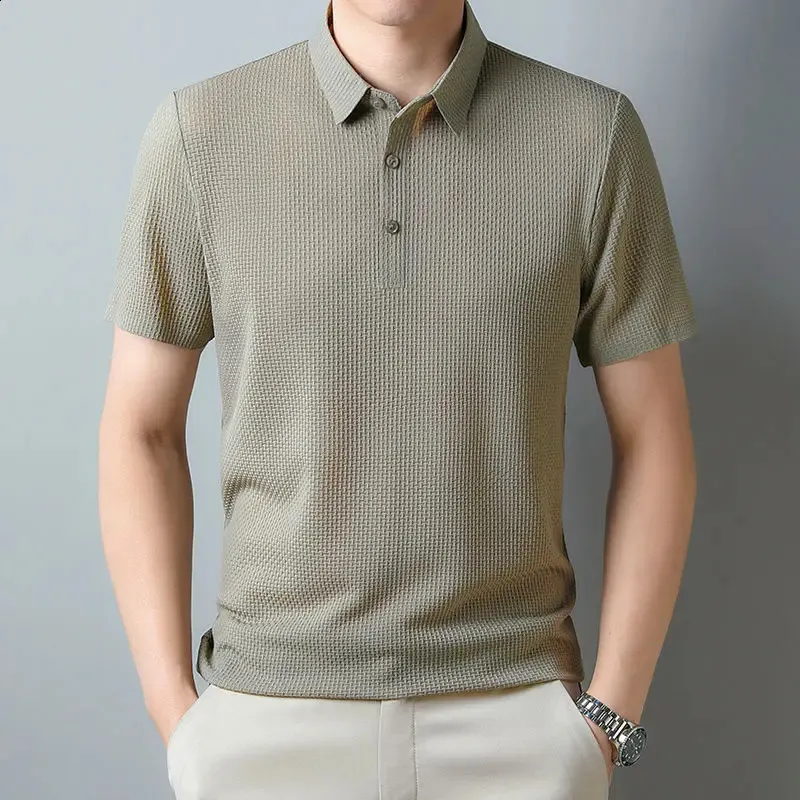Cool Comfort: Men's Short Sleeve Polo Shirt - Ice Silk, Breathable ...