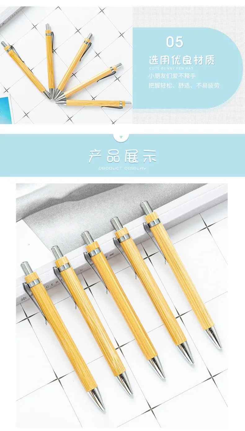 100-Piece Set: Premium Bamboo Ballpoint Pens with Stylus - Blue Ink ...