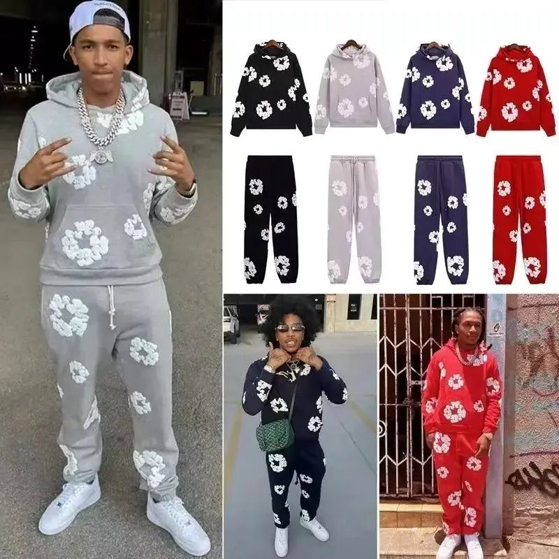 Y2K Mens High Quality Foam Little Footprints Tracksuit: Korean Street ...