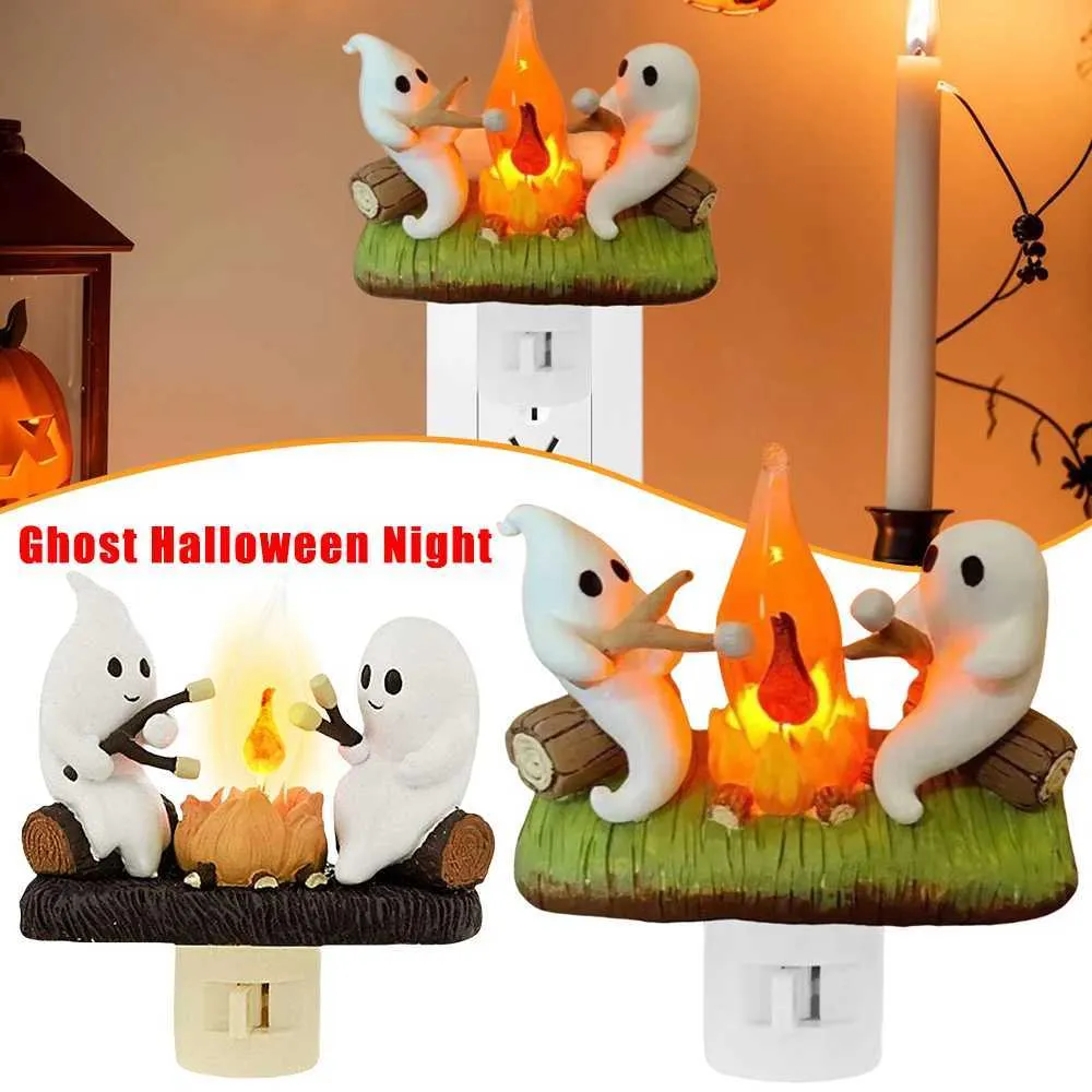 Halloween Ghost Campfire Flickering Nightlight Bonfire Plug In Night ...