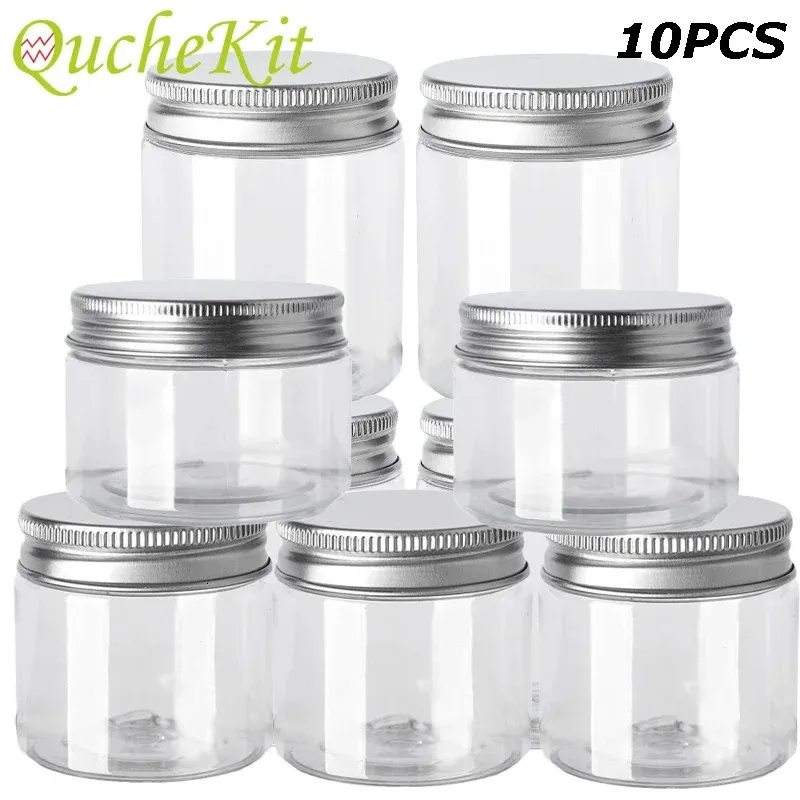 10-Piece Set: Transparent Empty Travel Containers with Aluminum Lids ...