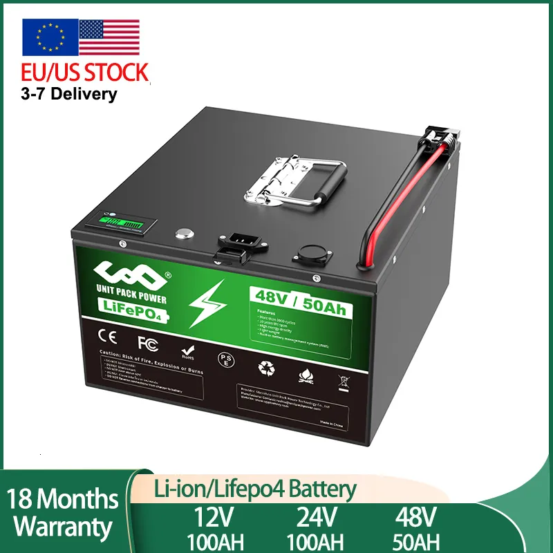 48V LiFePO4 Battery 50Ah 12V 24V 100Ah Built In BMS Lithium Iron ...