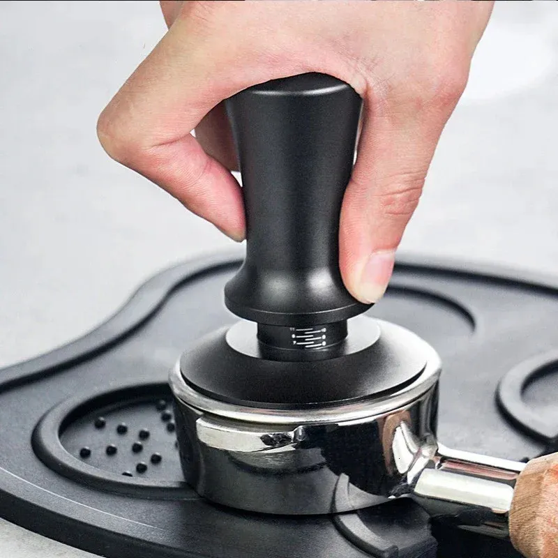 15lb Spring Loaded espresso coffee tamper with Ripple Base, Self ...