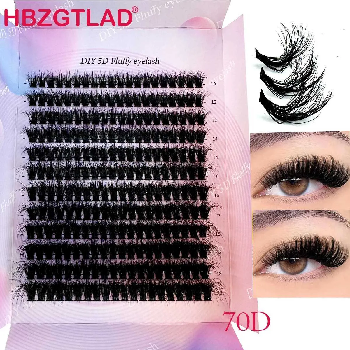 Individual Mink Lash Extensions 70D DIY 5D Fluffy Eyelash Clusters ...
