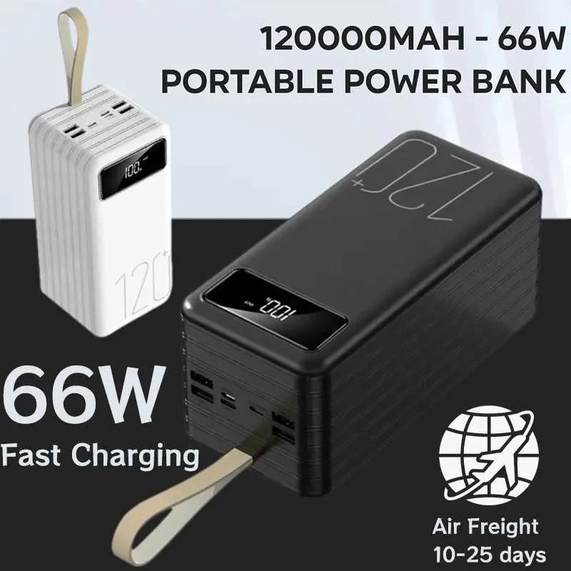 High Capacity 120000mAh Power Bank - 66W Fast Charging, Mobile Backup ...