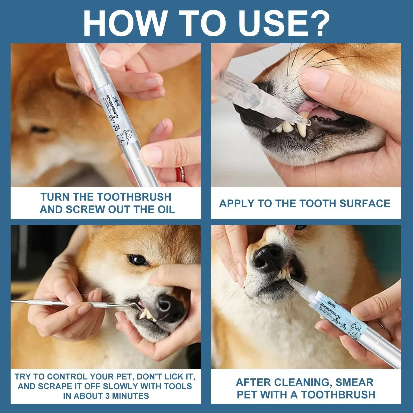 Pet Teeth Cleaning Pen Dog Toothbrush Kit Tartar Remover Tartar Scraper ...