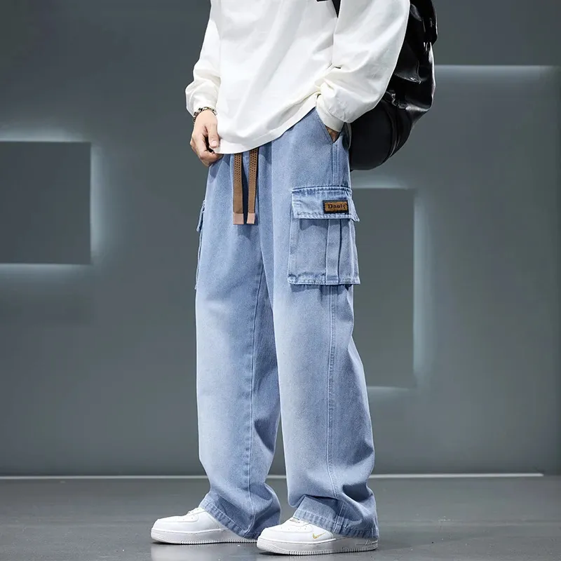 Autumn Wide Leg Cargo Pants: Men's Loose Fit Jeans, Big Size Available ...