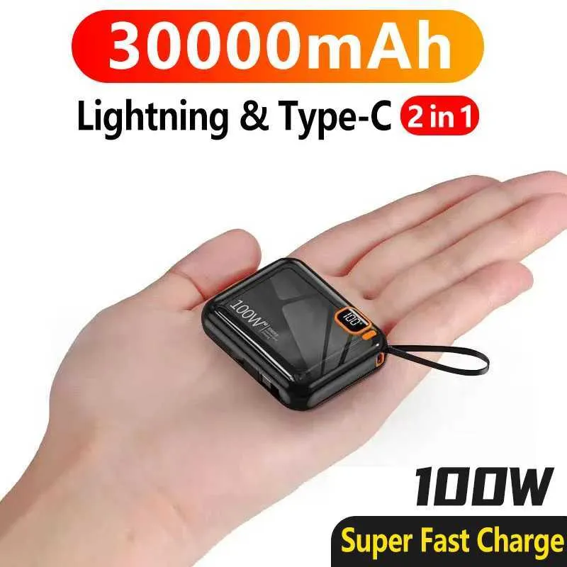 PD100W Portable Mini Power Bank 50000mah 30000mAh, Detachable USB To ...
