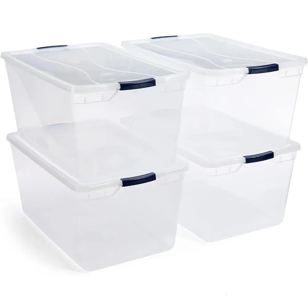 Rubbermaid Cleverstone Clear 95 Qt Clear Round Plastic Container ...