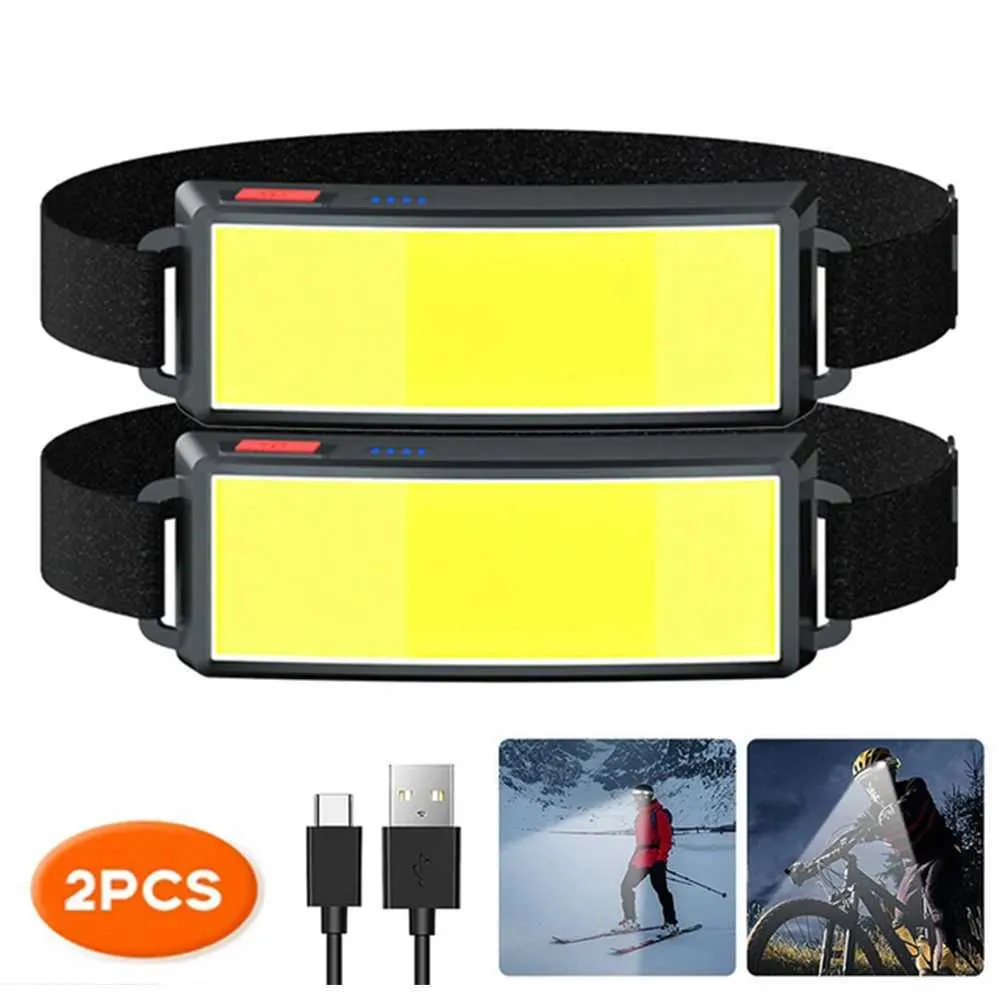 COB LED Headlamp: USB Rechargeable, 3 Modes, Lightweight Hiking ...