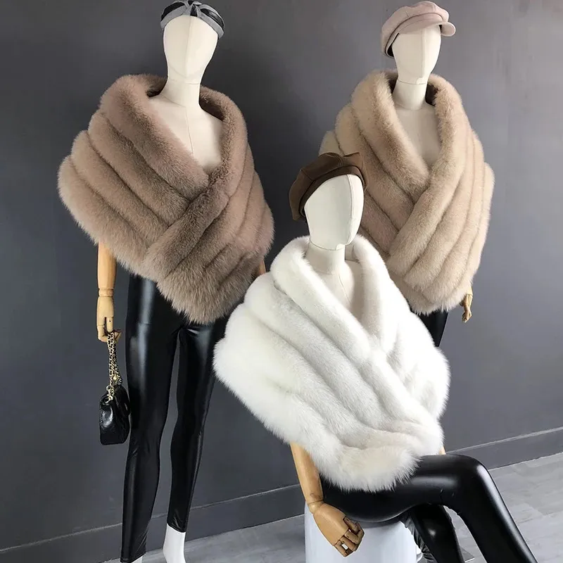 Fluffy Fox Fur Cape Shawl Vest: Elegant Wedding Wrap, Natural Fur ...