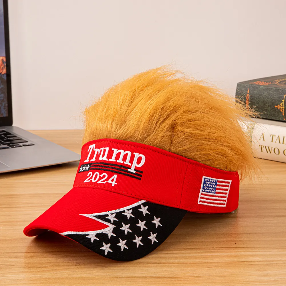 USA 2024 Trump Patriotic Hats With Hair Perfect Party Favors And MAGA ...