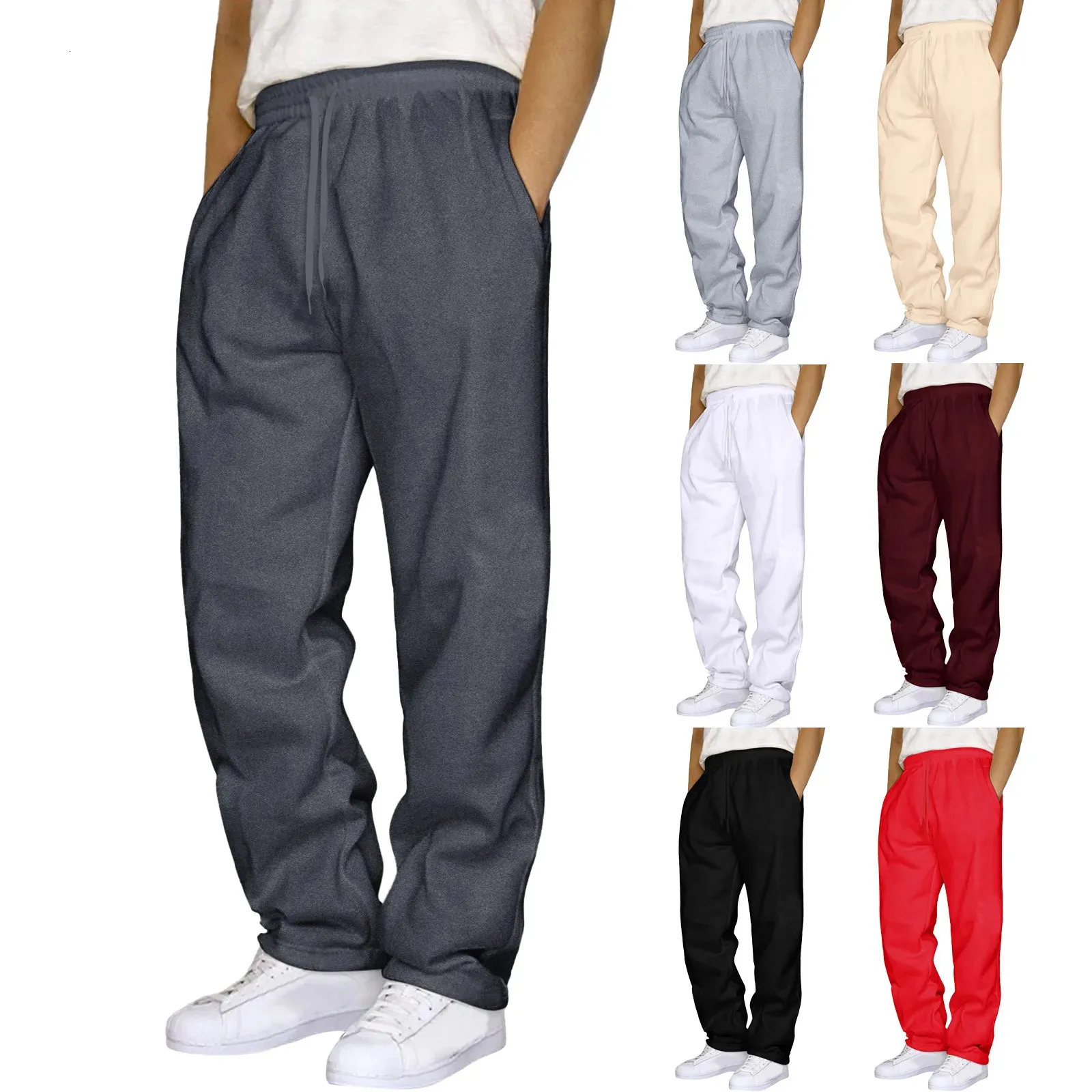 Casual Hip Hop Sweatpants Mens - Solid Color Lace Up Workout Pants with ...