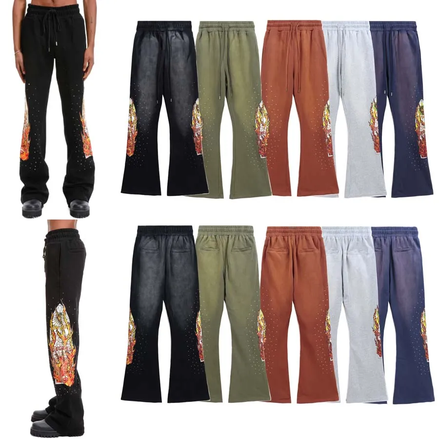 Flare Pants Men: Washed Unisex Joggers - Hip Hop Streetwear Trousers ...