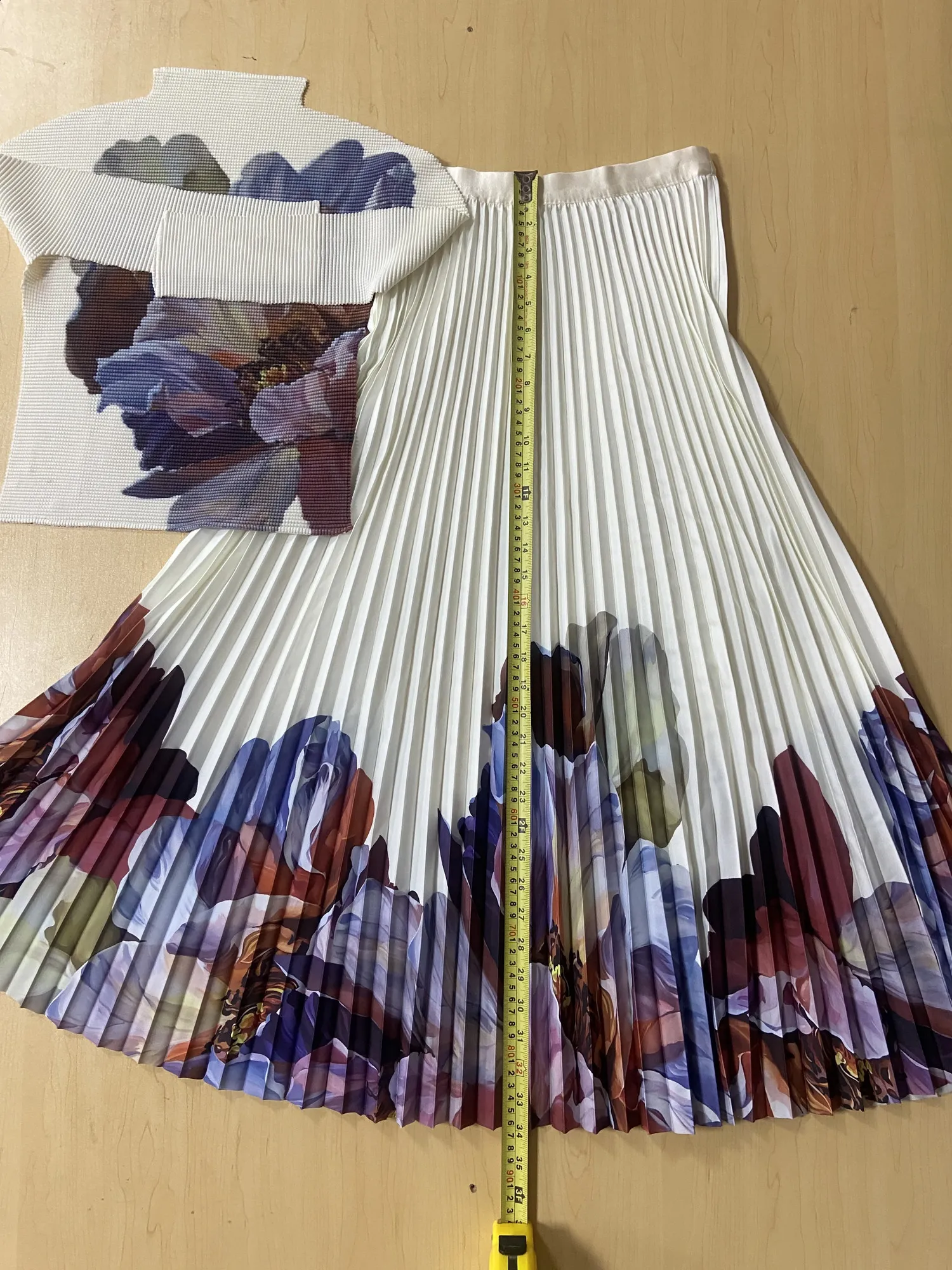 Pleated Skirt Suit Set: High Stretchy, Slim Fit - Long Sleeve Top & A ...