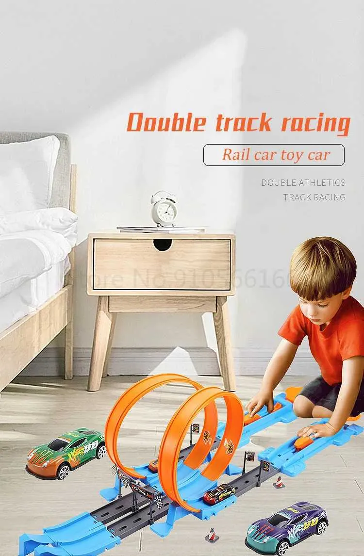 Hot Stunt Speed Double Car Wheels Model Racing Track Diy Assembled Rail ...