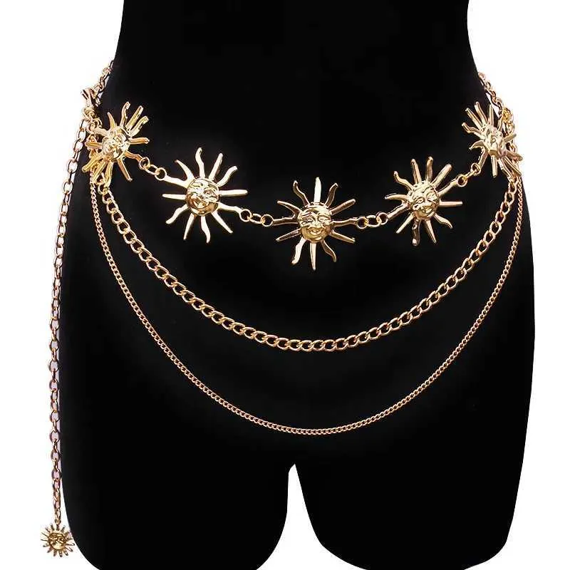 Elegant Women's Metal Sunflower Belly Waist Chain Belt - Adjustable ...