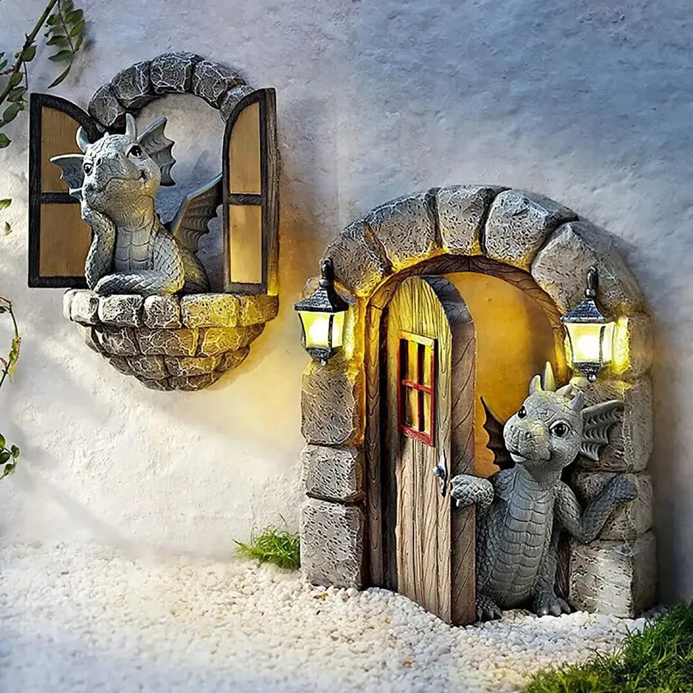 Dragon Decorations Garden Sculpture: Whimsical Resin Dragon Outdoor ...