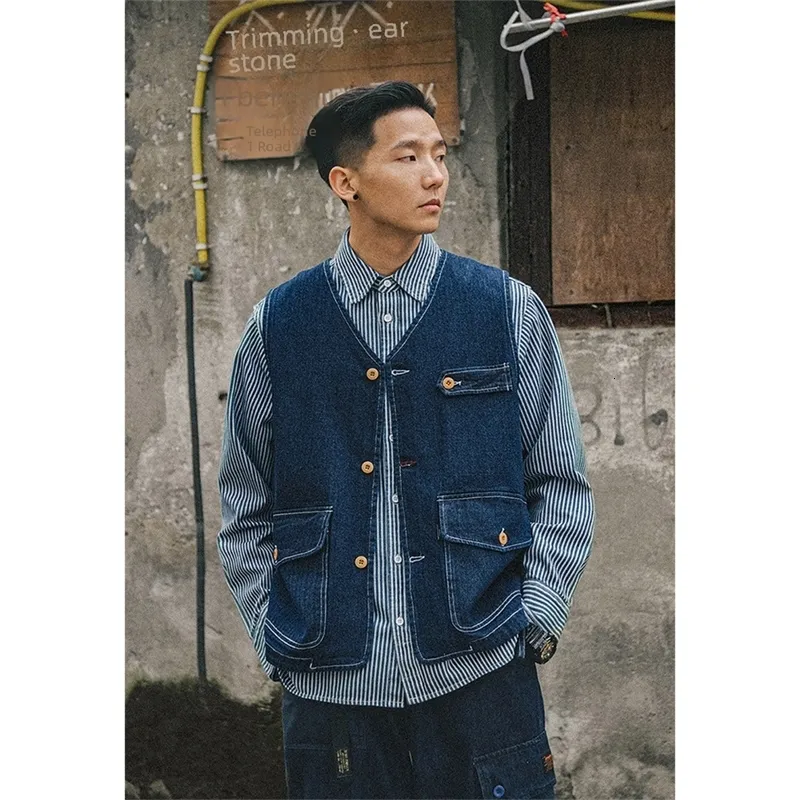 Denim Jacket Vest for Men: Vintage Style, Heavy-Duty Work Clothes ...