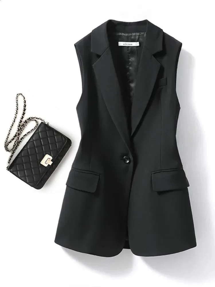 Chic Sleeveless Vest Coat: Classic Solid Color Lapel Jacket - Shop Now ...
