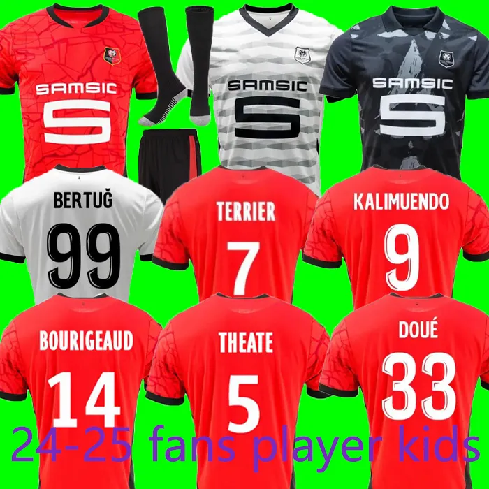 Rennes 24 25 Stade FC Soccer Kits Featuring Terriere, BOURIGEAUD, Doku ...
