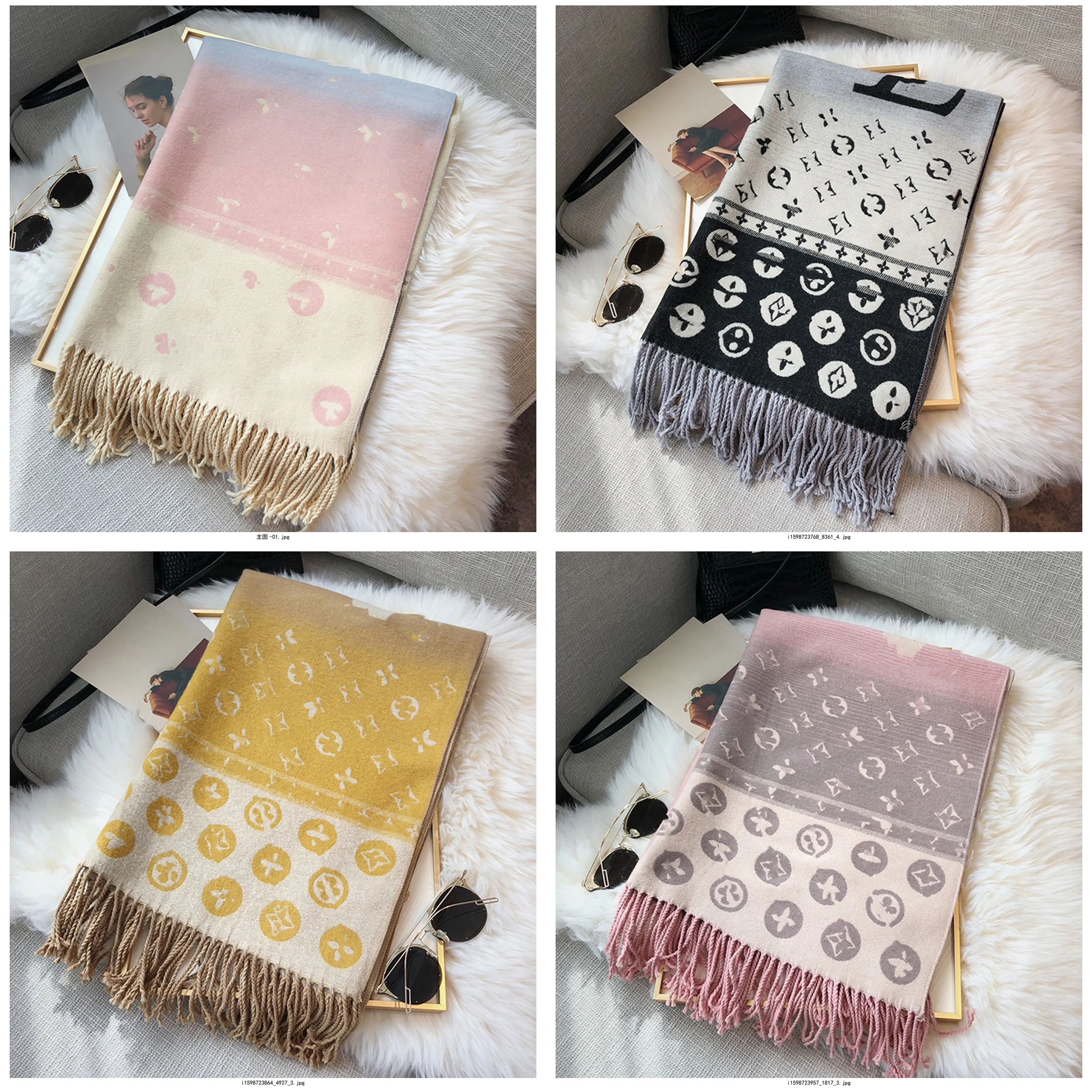 Designer Cashmere ladies cashmere scarf for Women - 24ss, V Letter ...