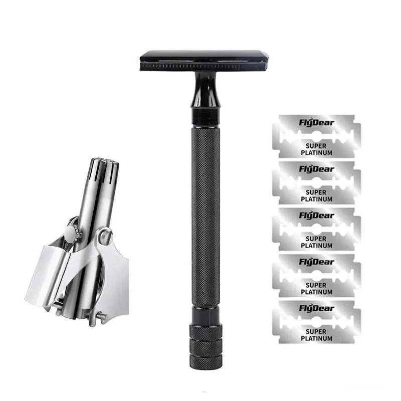 Premium Stainless Steel Shaver Set: Includes Folding Razor, Blades ...