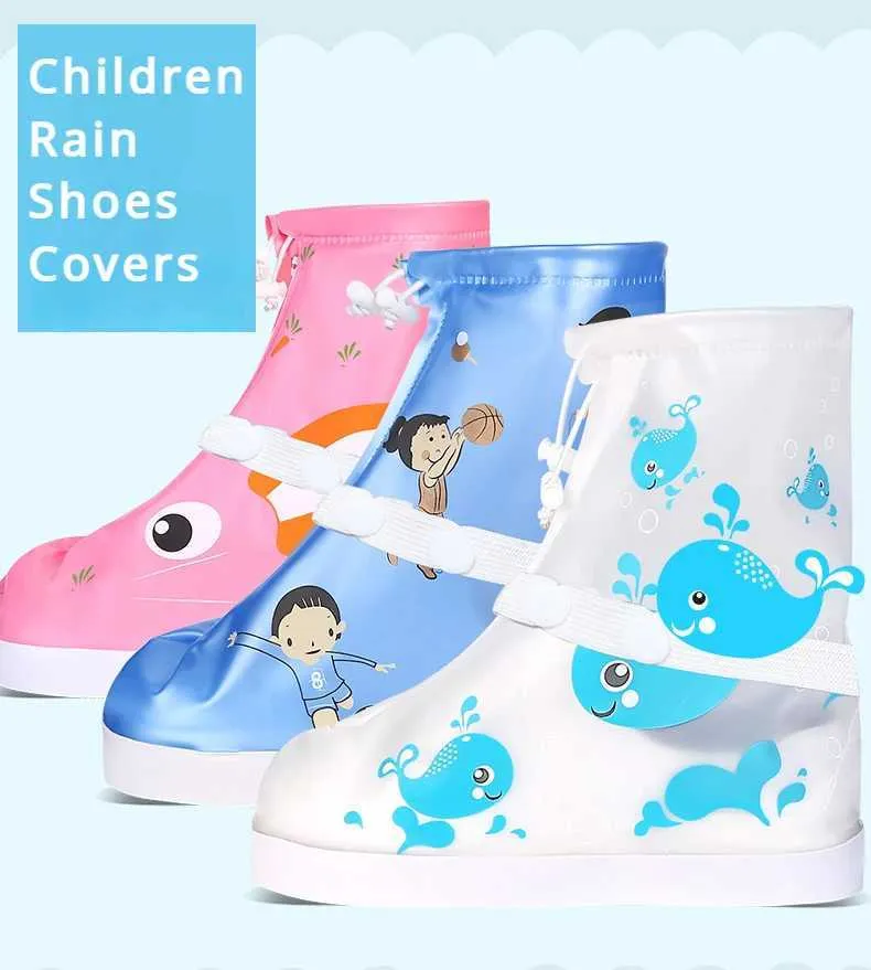 Kids Waterproof Shoe Covers - Reusable PVC Rain Shoe Protectors for ...