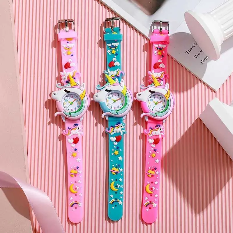 Kids Cartoon Watch - Cute Unicorn & Rainbow Design, Silicone Band ...