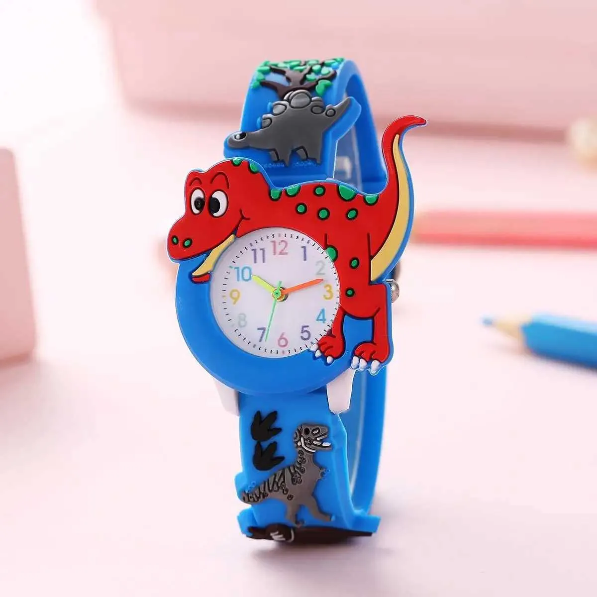 Cute 3D Dinosaur Kids Watch - Fun Cartoon Design, Durable Silicone ...