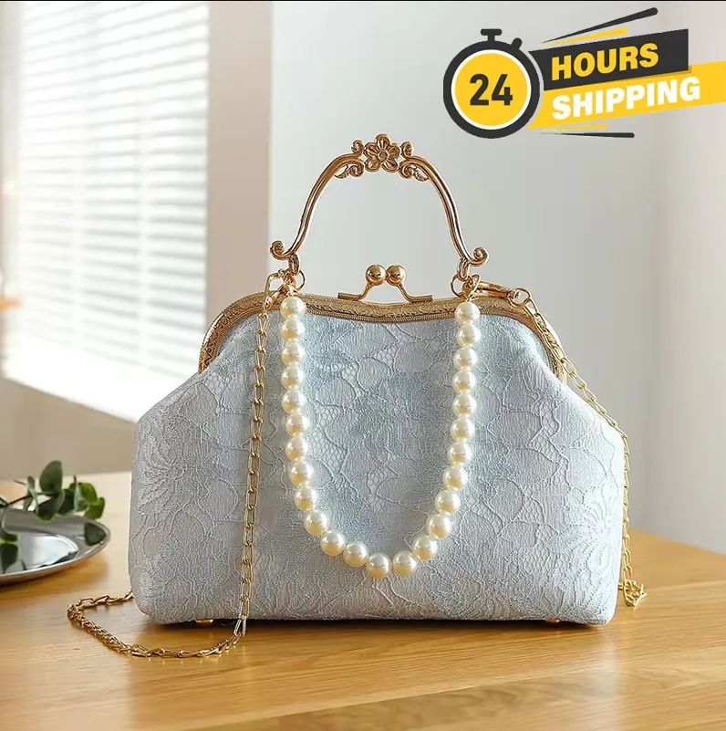 Wedding Lace Handbag: Elegant Floral Chain Shoulder Bag For Vintage ...
