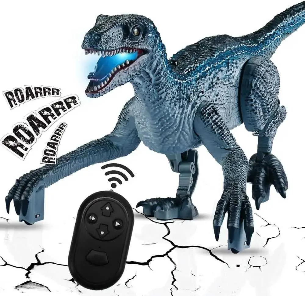 Realistic Remote Control Dinosaur Toy Velociraptor with Lights & Sounds ...