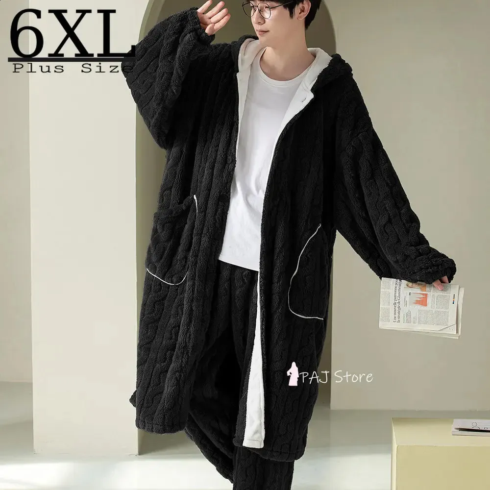 DHgate.com:Cozy Coral Fleece Long Robe: Oversized 6XL Winter Flannel ...