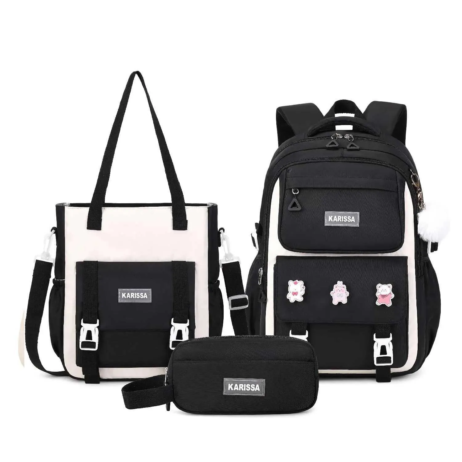 3-Piece School Backpack Set: Waterproof Laptop Backpack & Matching Bags ...