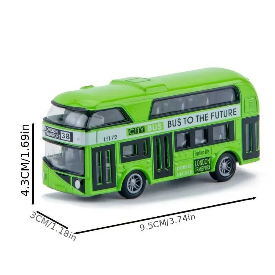 Double Decker Bus Model Pullback Toy Die Cast Metal, Realistic Design ...