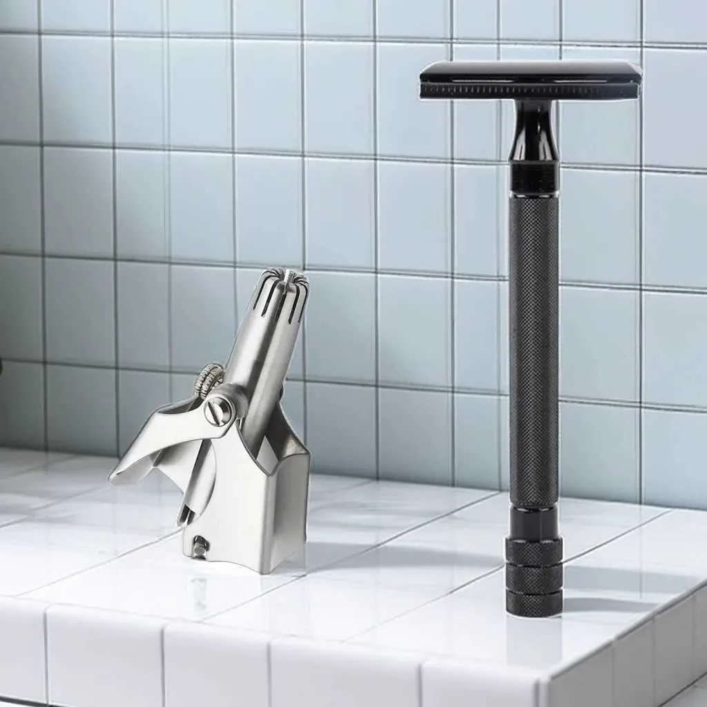 Premium Stainless Steel Shaver Set: Includes Folding Razor, Blades ...