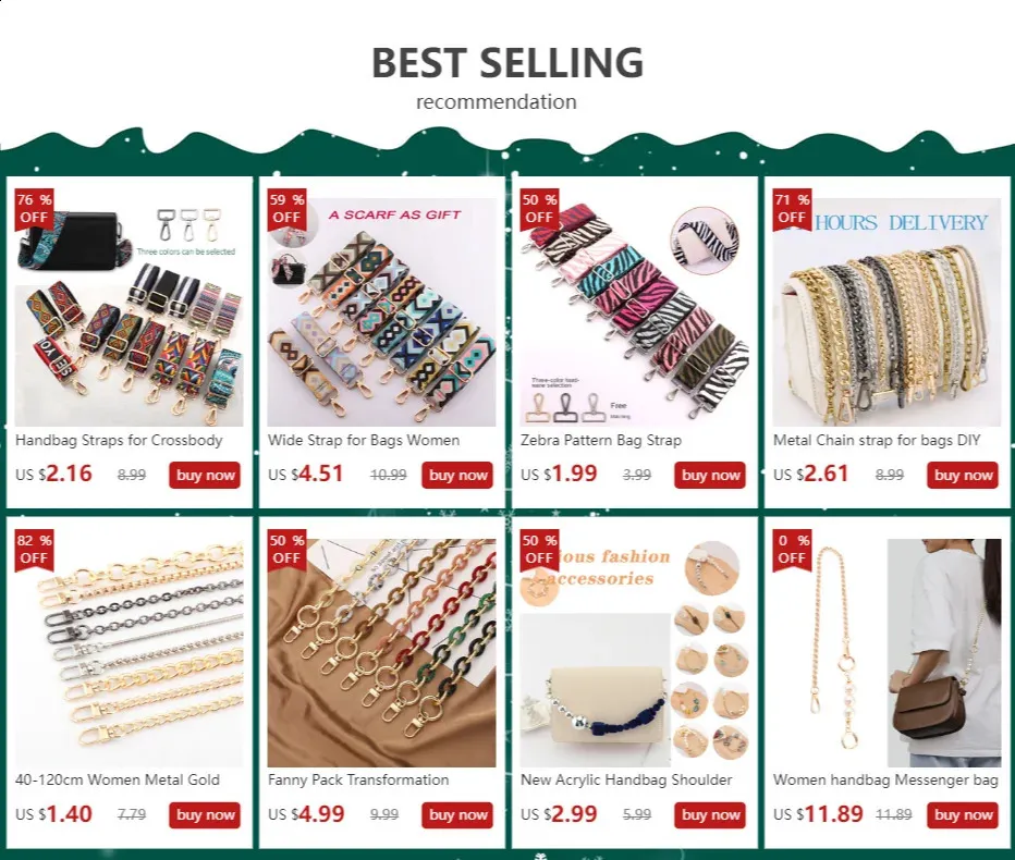 Gold Chain Strap for Bags - Set of 4, Various Lengths 40/60/80/120 cm ...