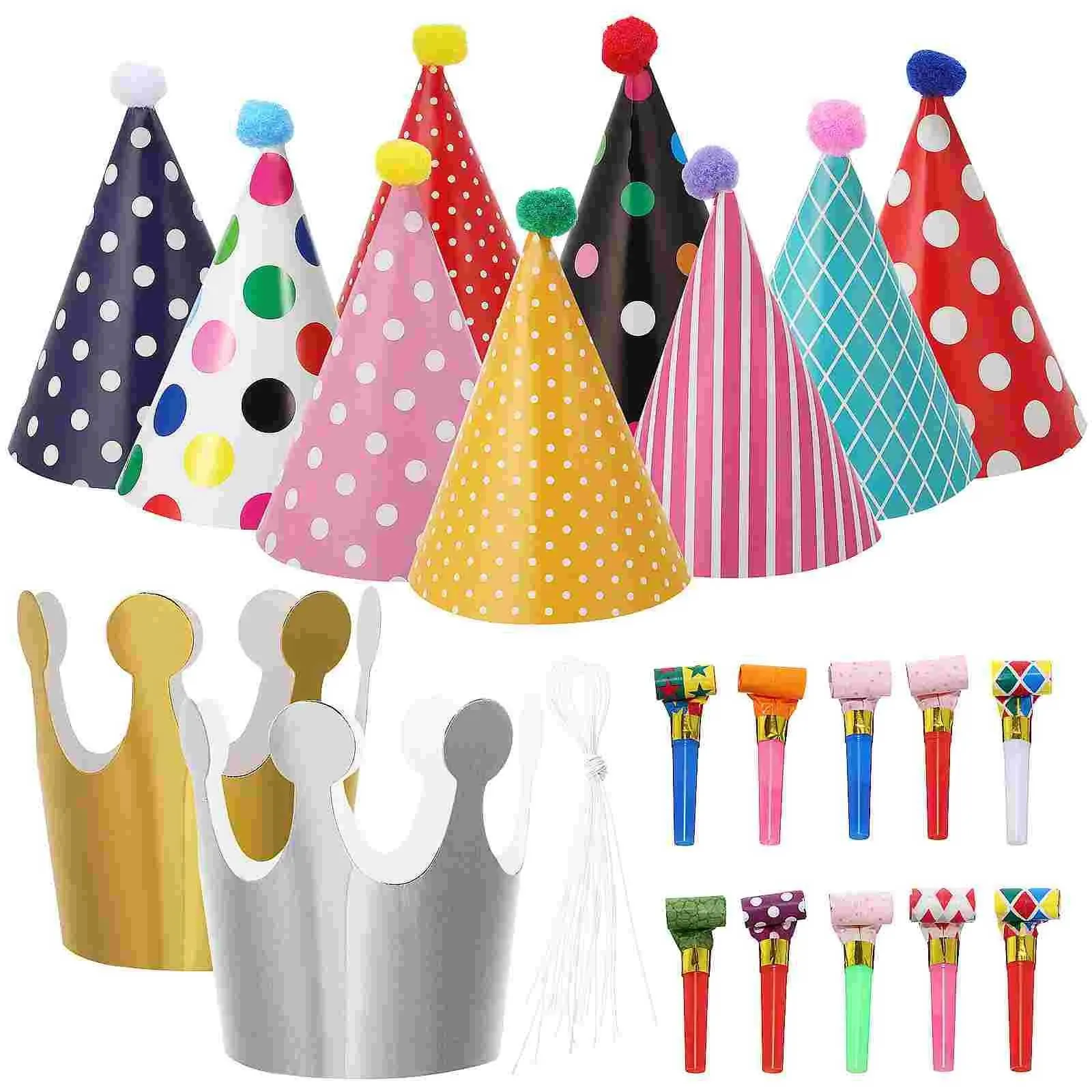 Happy Birthday Party Hats Polka Dot DIY Handmade Crown Caps For Baby ...