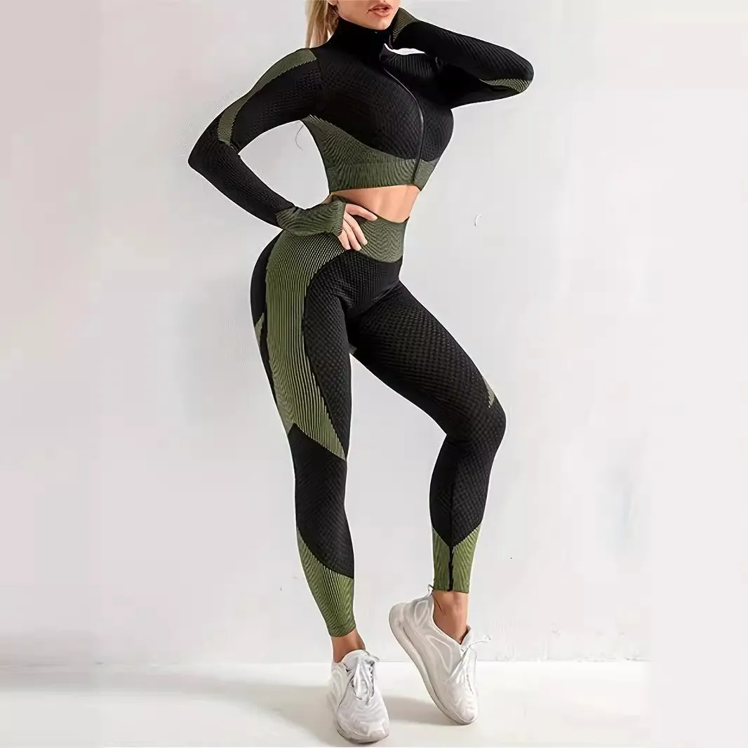 Wind Seamless Set: Shockproof Sports Suit, High Waisted Yoga Pants ...