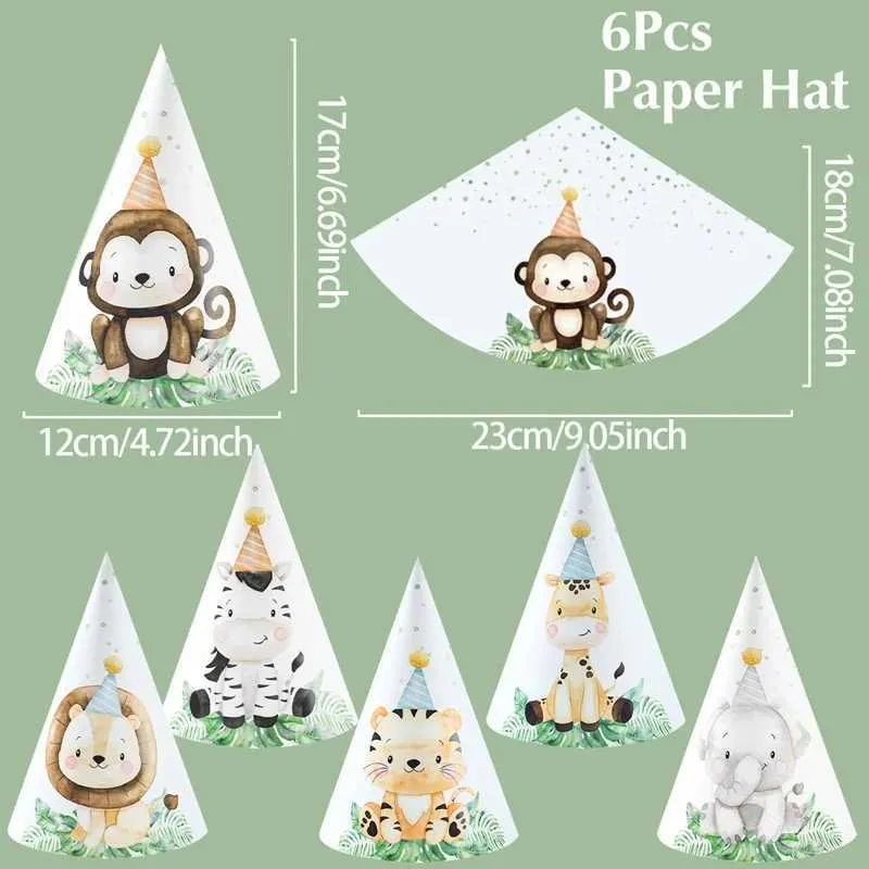 Animal Hats Party Paper Crowns, Wild Animal Print Party Decorations ...