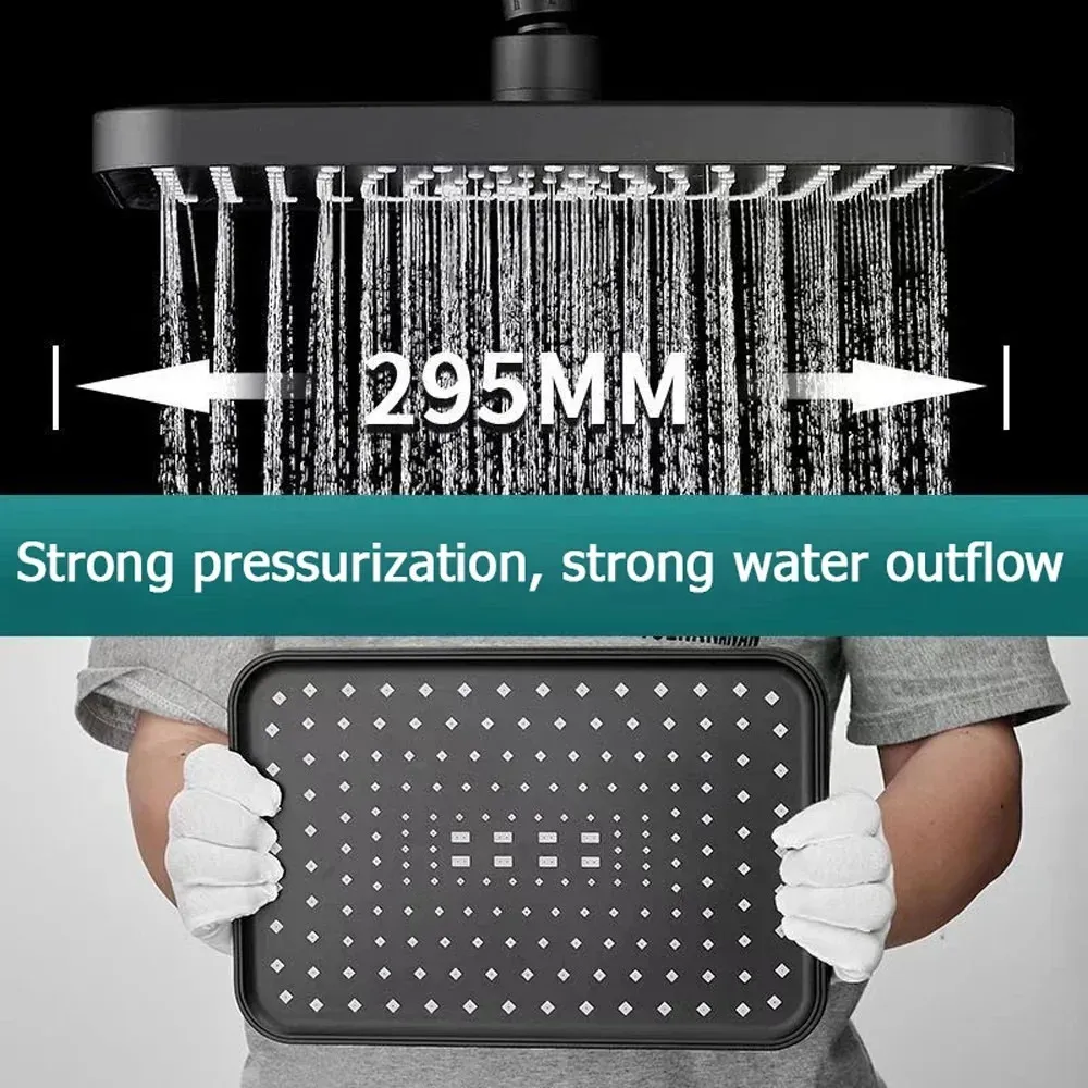 High Pressure 12" Top room spray Rain Shower Head with 360° Swivel and ...
