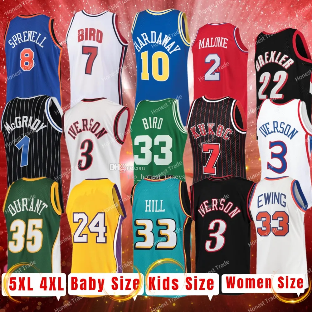 5XL Big Size Basketball Jerseys: Durant, Iverson, Bird, Duncan, Kemp ...